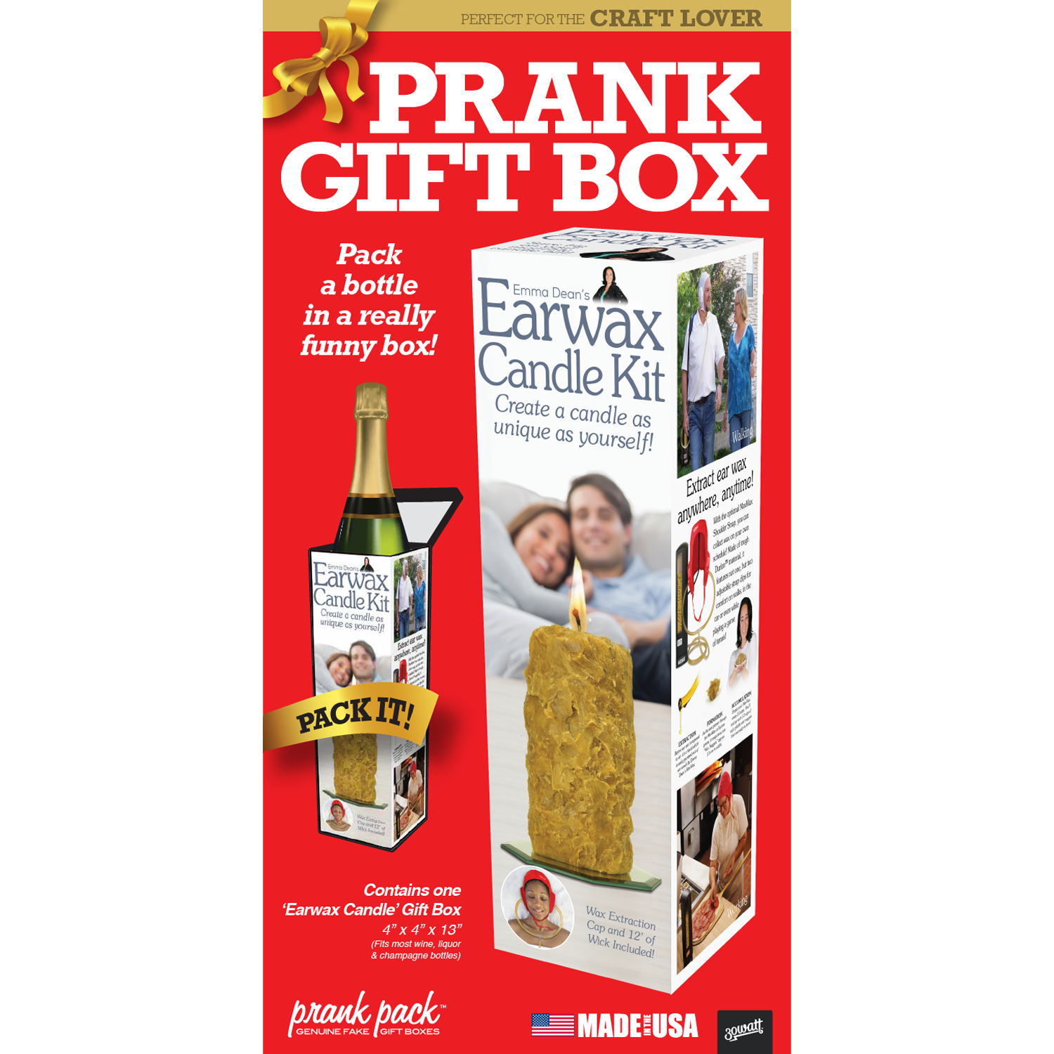 Prank Gift Bottle Box Earwax Candle Kit Caribou Gifts Inc