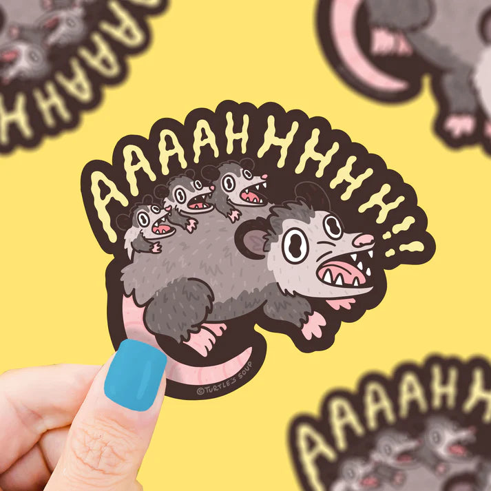 Screaming Opossum Family Vinyl Sticker | Caribou Gifts Inc.