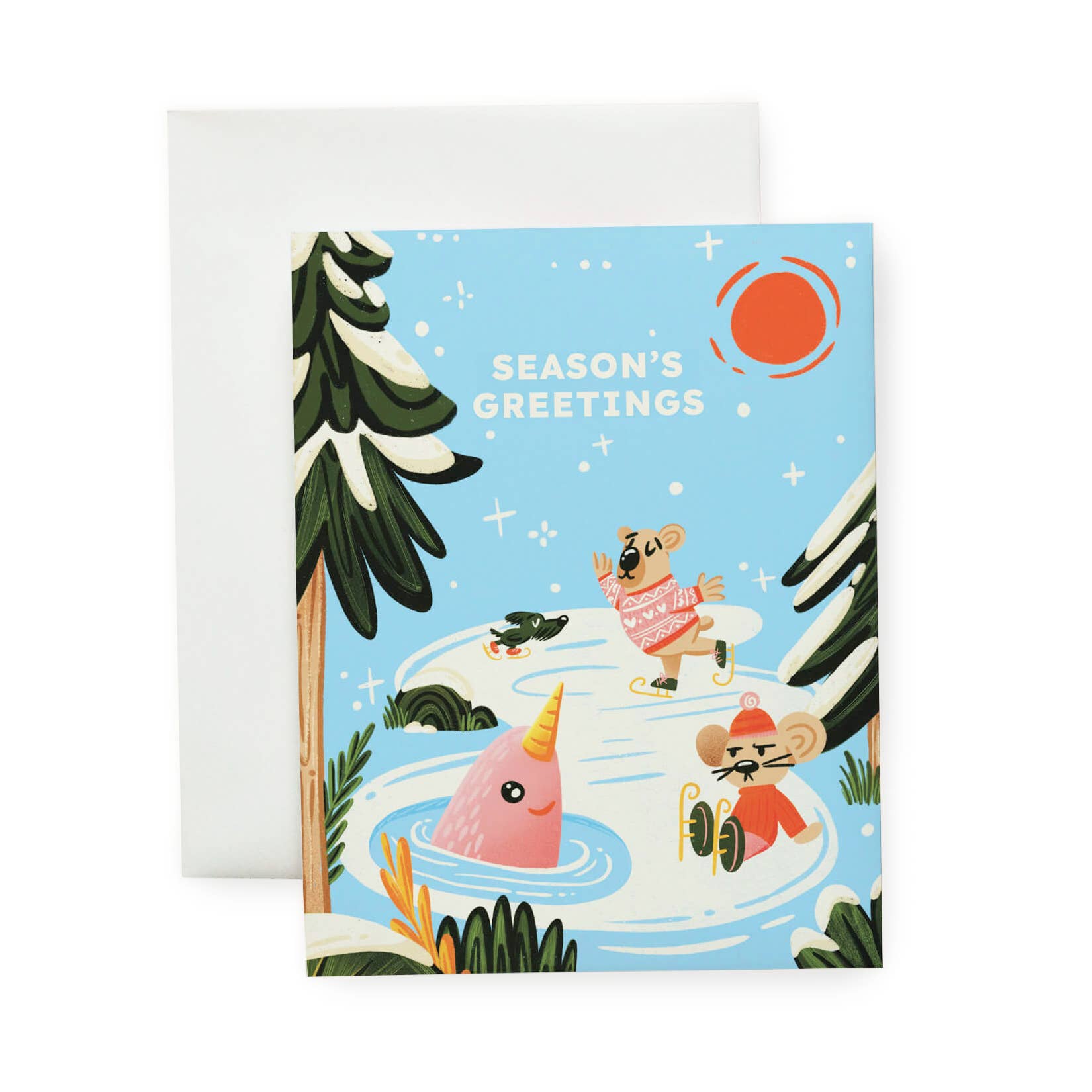 Winter Pond - Illustrated Holiday Card | Caribou Gifts Inc.