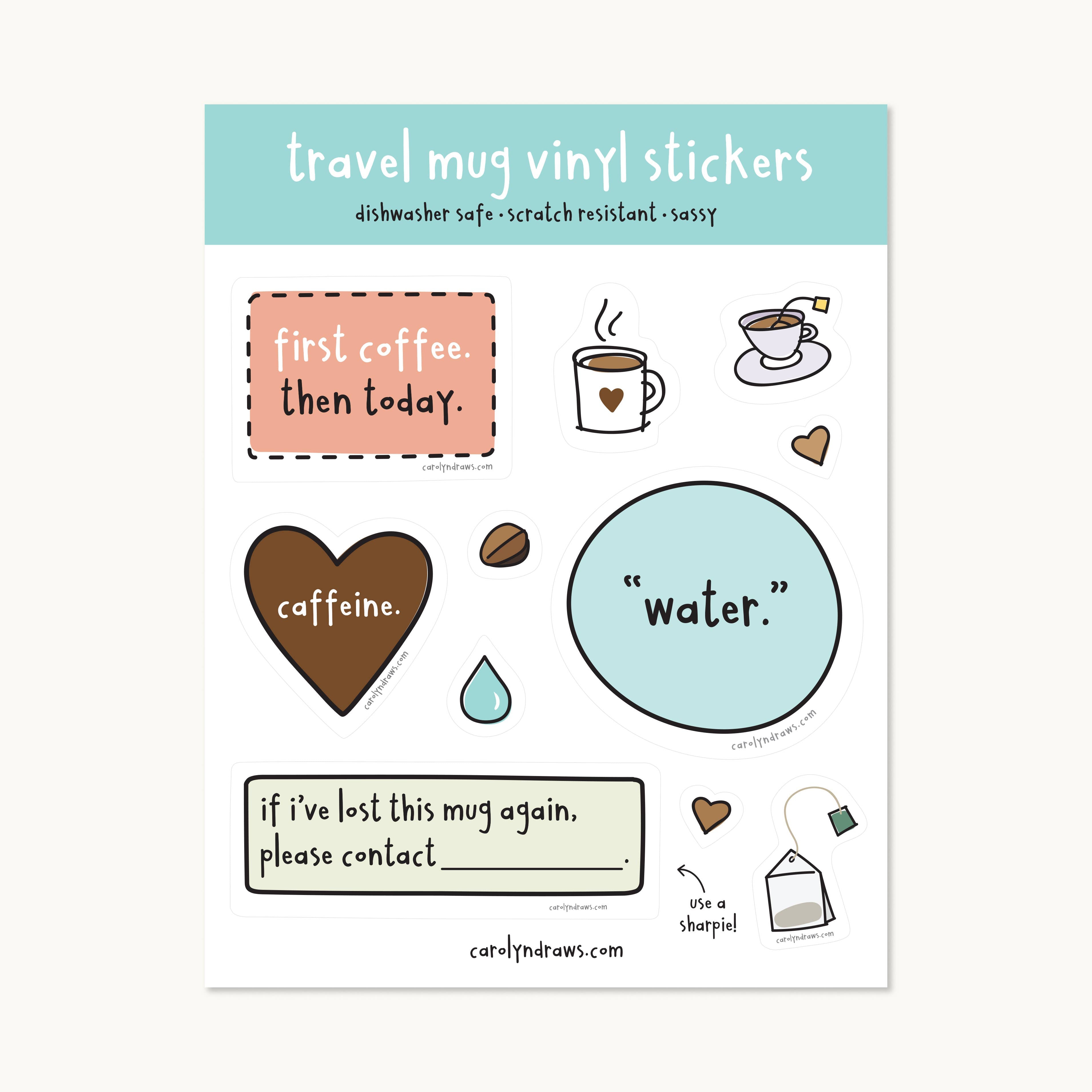 Travel Mug Vinyl Sticker Sheet | Caribou Gifts Inc.